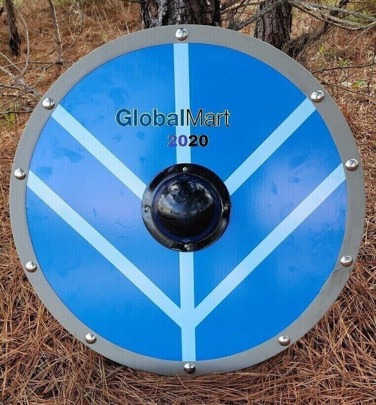 24'' Viking Knights Legartha Shield Maiden Medieval Handmade Blue Round ...