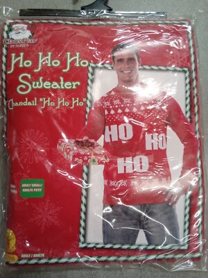Christmas Santa Ho Ho Ho Sweater Adult Costume Small Men's Unisex | eBay