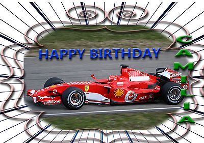 Formula 1 Racing Ferrari - Personalised Birthday Greeting Card A5 ...