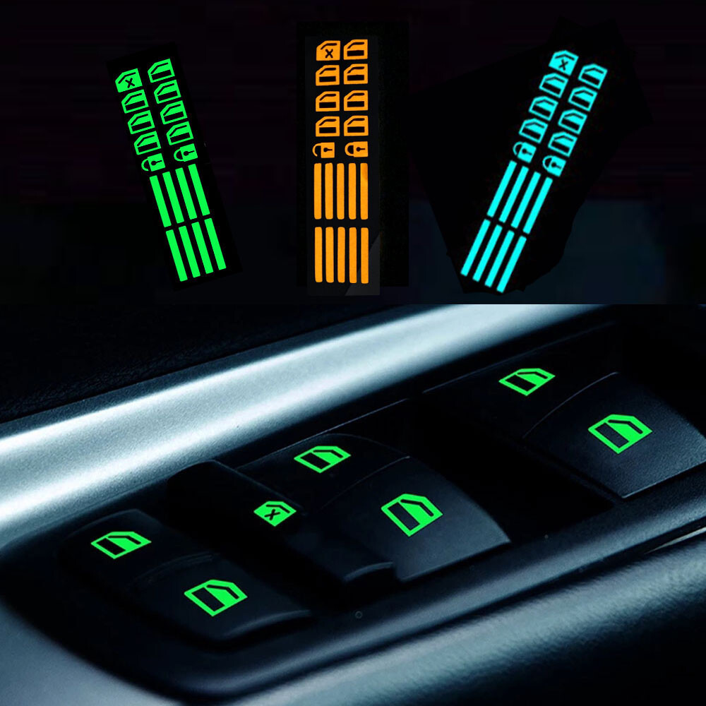 3pcs Luminous Car Window Switch Sticker Door Window Night Safety ...