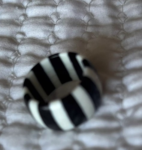 Black & White Stripe Acrylic Chunky Funky Ring Vintage Estate Bold ...