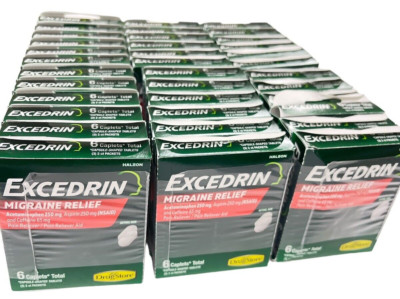 36 Sealed Boxes (6 in each) 216 Caplets Total Excedrin Migraine Relief ...
