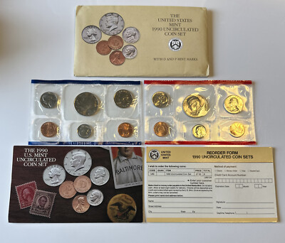 1990 Uncirculated Coin Set U.S Mint Original Government Packaging OGP ...