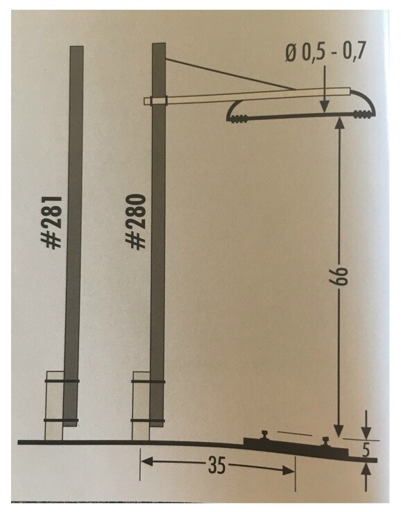 Sommerfeldt 281 Scale HOm Wooden Single Pole for Overhead Line Height ...