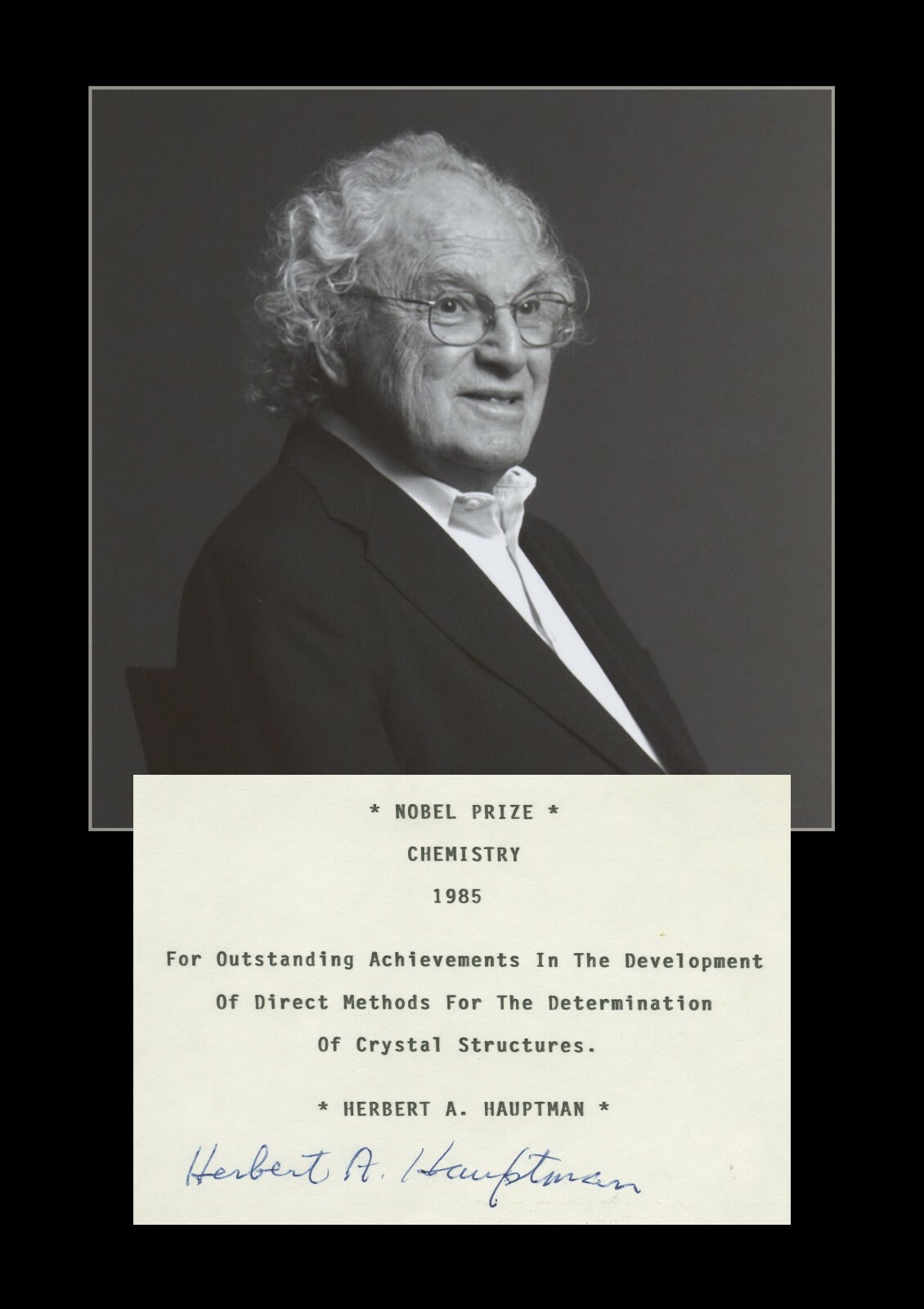 Herbert A. Hauptman (1917-2011) - Mathematician - Nobel Prize - Signed ...