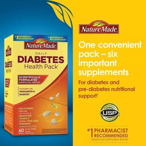 Nature Made Daily DIABETIC Health Pack 60 Packets, NEW, SEALED, Free ...