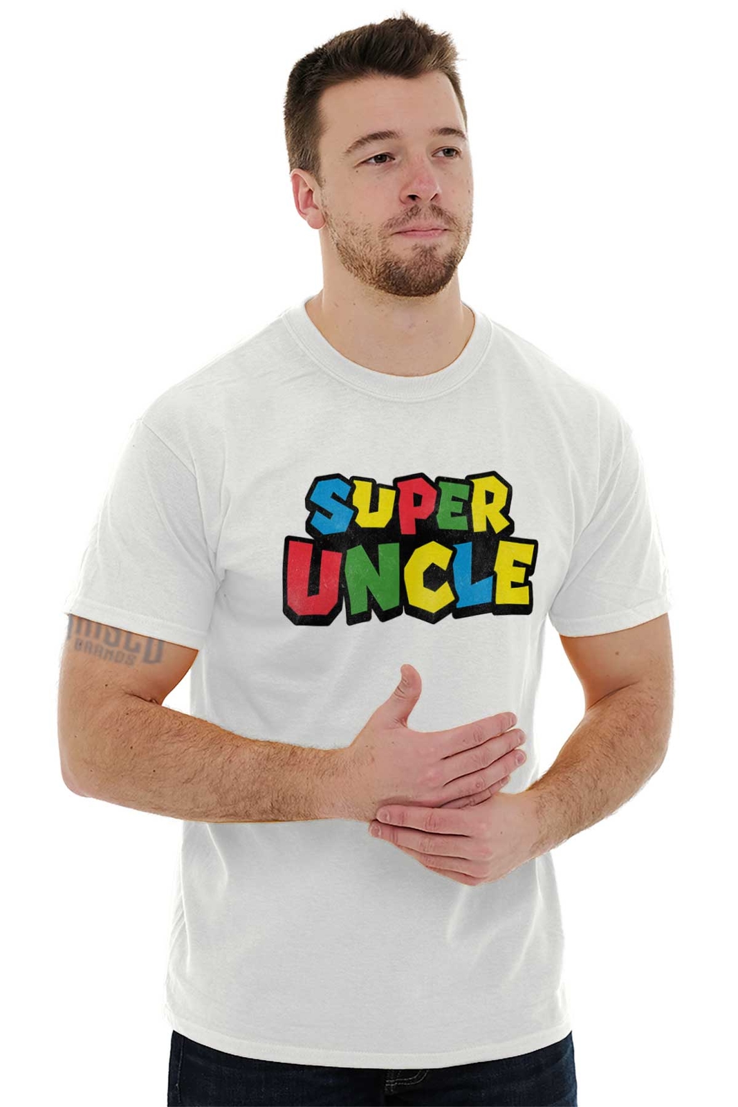 Super Uncle Video Gamer Pun Family Humor Mens Casual Crewneck T Shirts ...