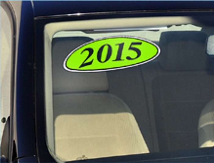 Car Dealer Windshield Oval Model Year Stickers, 4 Digit, Black and ...
