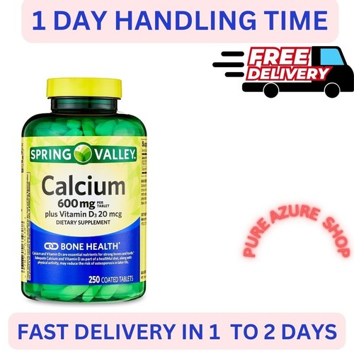 Spring Valley Calcium Plus Vitamin D Tablets Dietary Supplement 600 mg ...