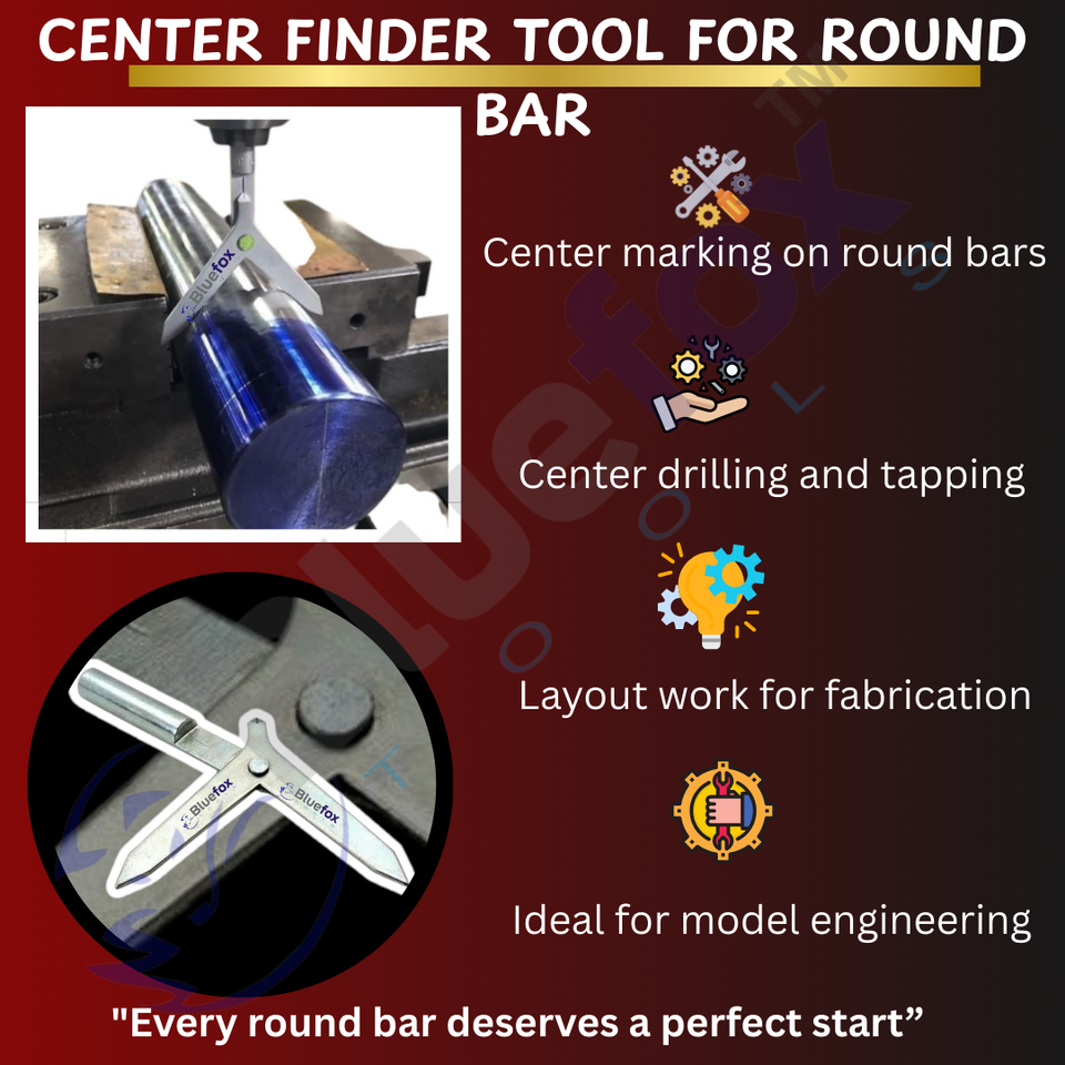 CENTER FINDER TOOL FOR ROUND BAR WORK PIECE 3/8" DRILLING MILLING ...