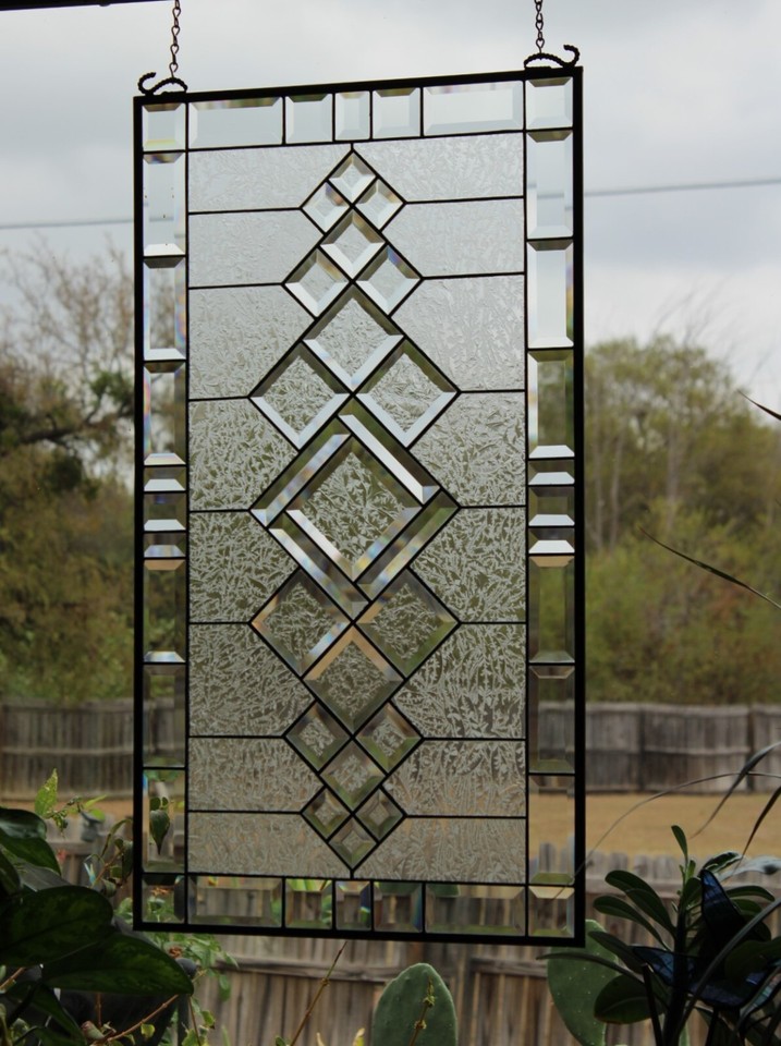 Rectangular stained glass window panel ,hanging,privacy glass,Made to ...