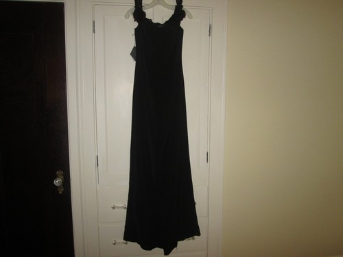 ROSE TAFT Long Black Off Shoulder Special Occasion Dress W/ Mink ...