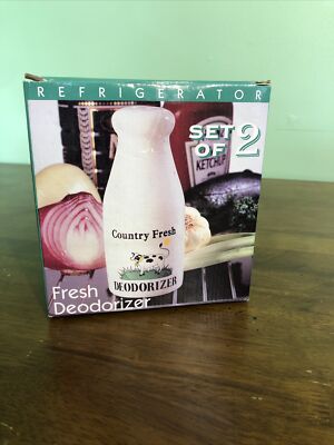 2 Pc 1988 Country Fresh Cow Pottery Milk Bottle Shaped Refrigerator ...