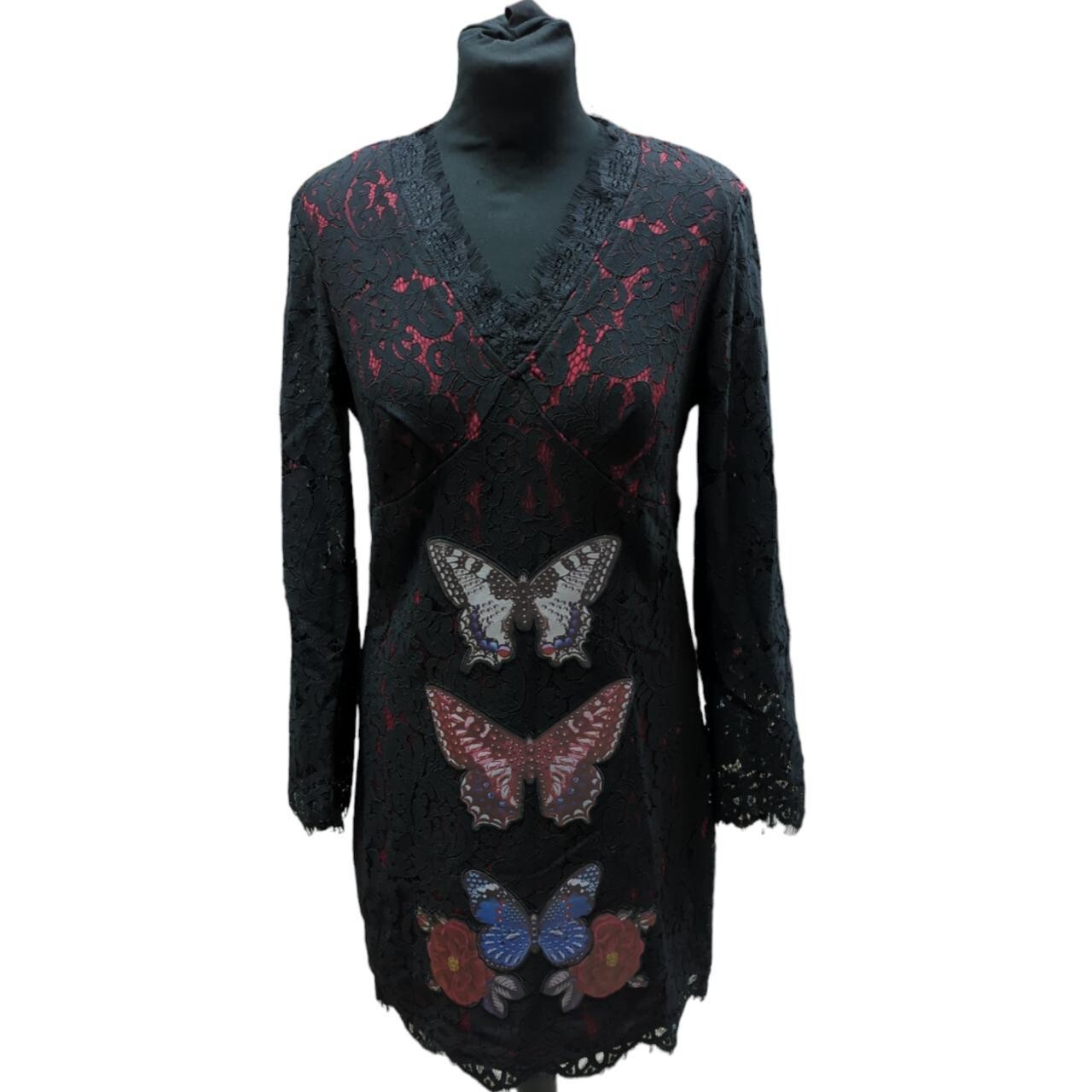 101 Idees Ladies Black Embroidered Butterflies Dress … - Gem