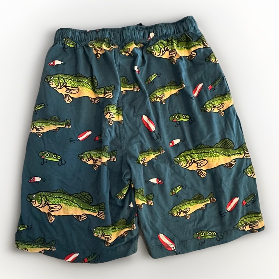 Lazy One Fish Pajama Shorts Mens Small Cotton Lake Cabin Lounge ...