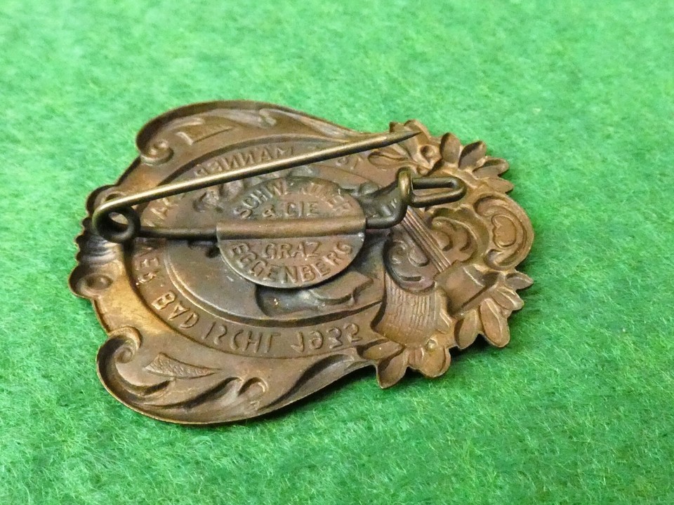 VINTAGE 1845-1935 AUSTRIA MEN'S SINGING CLUB TINNIE BADGE PIN PRE- WWII ...