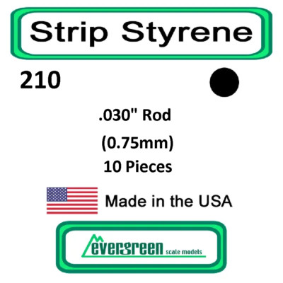 Evergreen Scale Models - Rod Styrene – .030" (0.75mm) 10 Pieces #210 ...