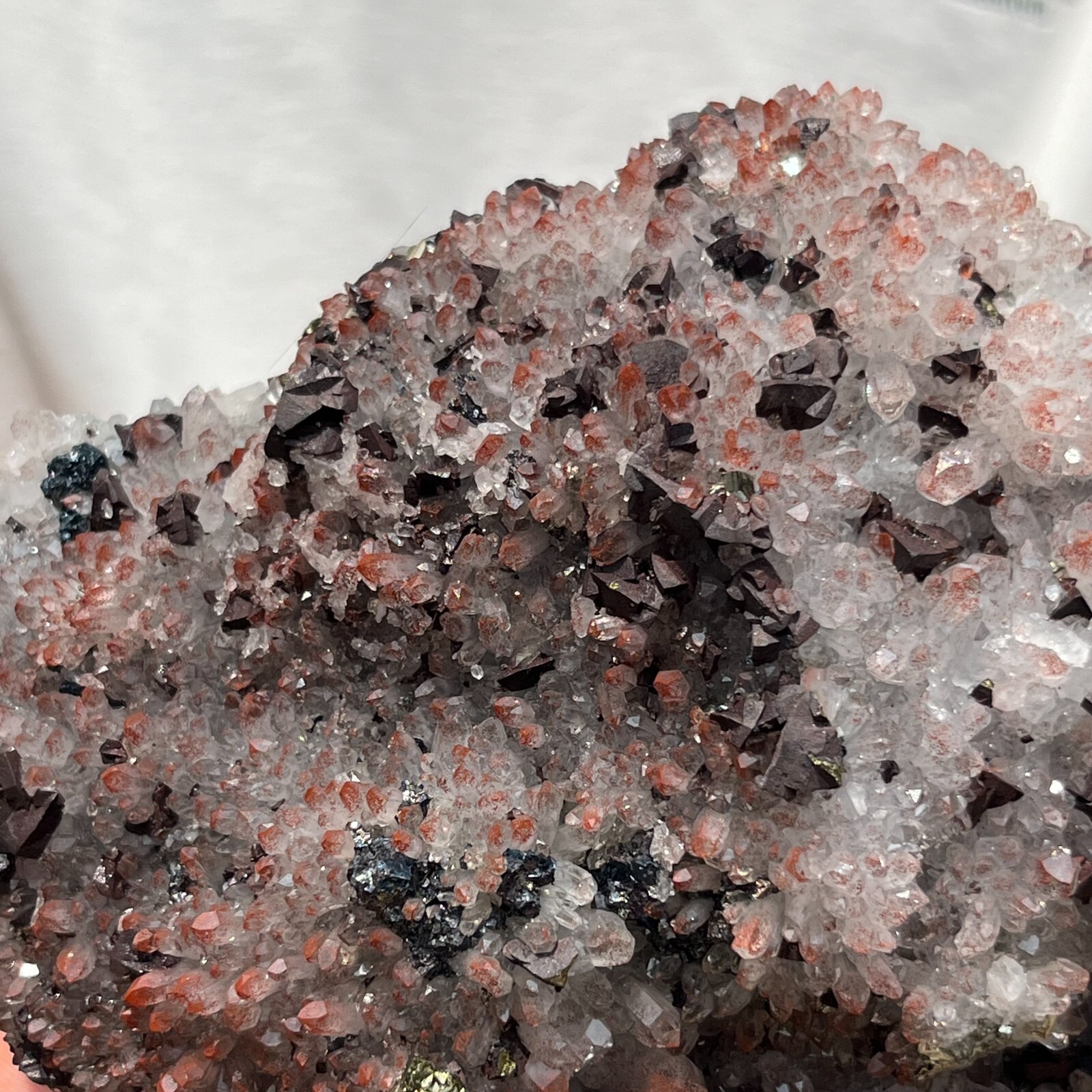 800g Large Natural Red Quartz Crystal Cluster & Pyrite Gold Mineral ...