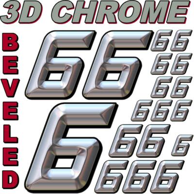 (6's) 3-D CHROME BEVELED NUMBERS Decal Sticker Sheet 1/8-1/10-1/12 RC ...