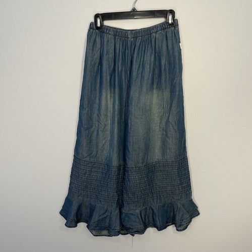 Jaded Gypsy Pants Womens S/M Blue Simply Sweet Chambray Ruffles Cotton ...
