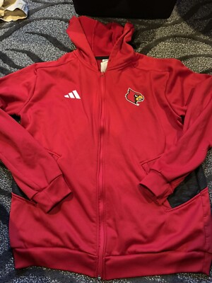 Louisville Cardinals Basketball team issued full zip red jacket w hood ...