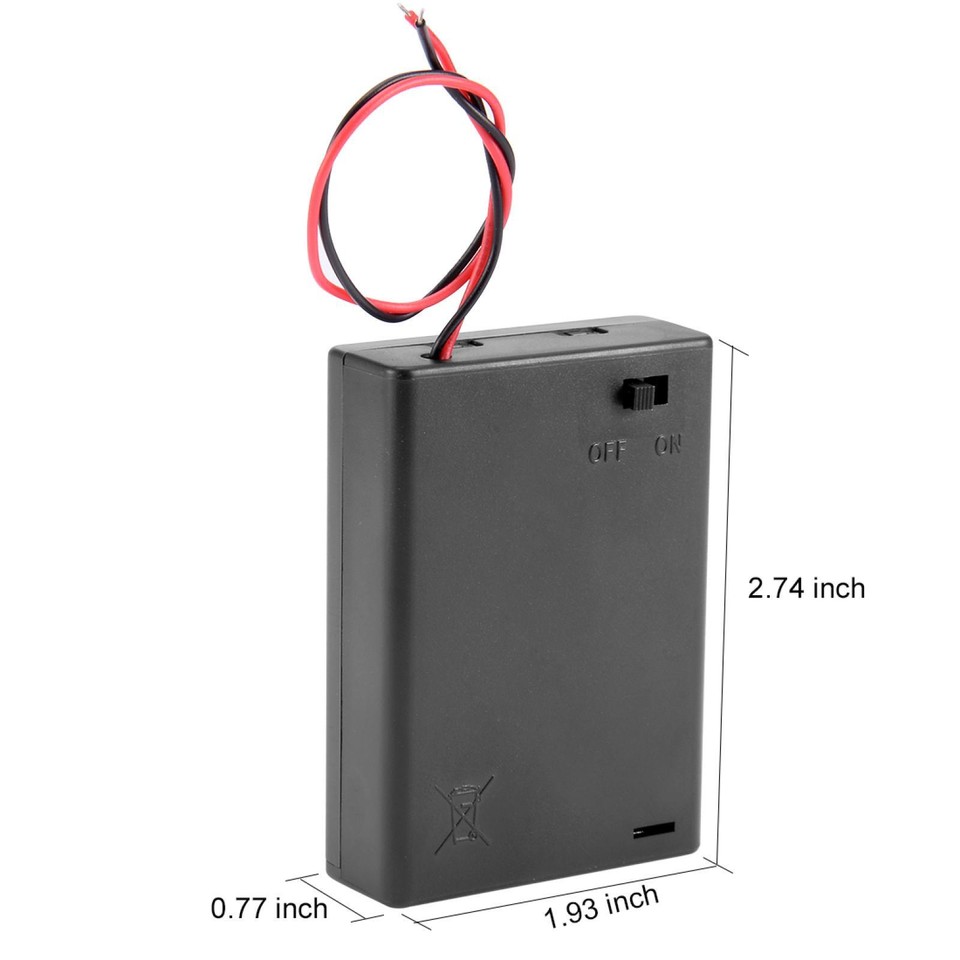 10 Pcs 4.5V Battery Case Storage Box 3 x 1.5V AA Batteries ON/OFF ...