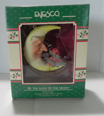 “By The Light of The Moon” Enesco Ornament 1989 #1 Mouse On The Moon ...