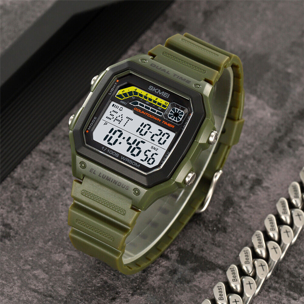 SKMEI Men Digital Watch Square Wristwatch Male Steel Watch Fashion ...