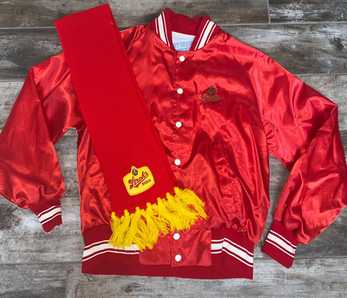VINTAGE upstream stroh’s Beer Jacket Mens size M red … - Gem