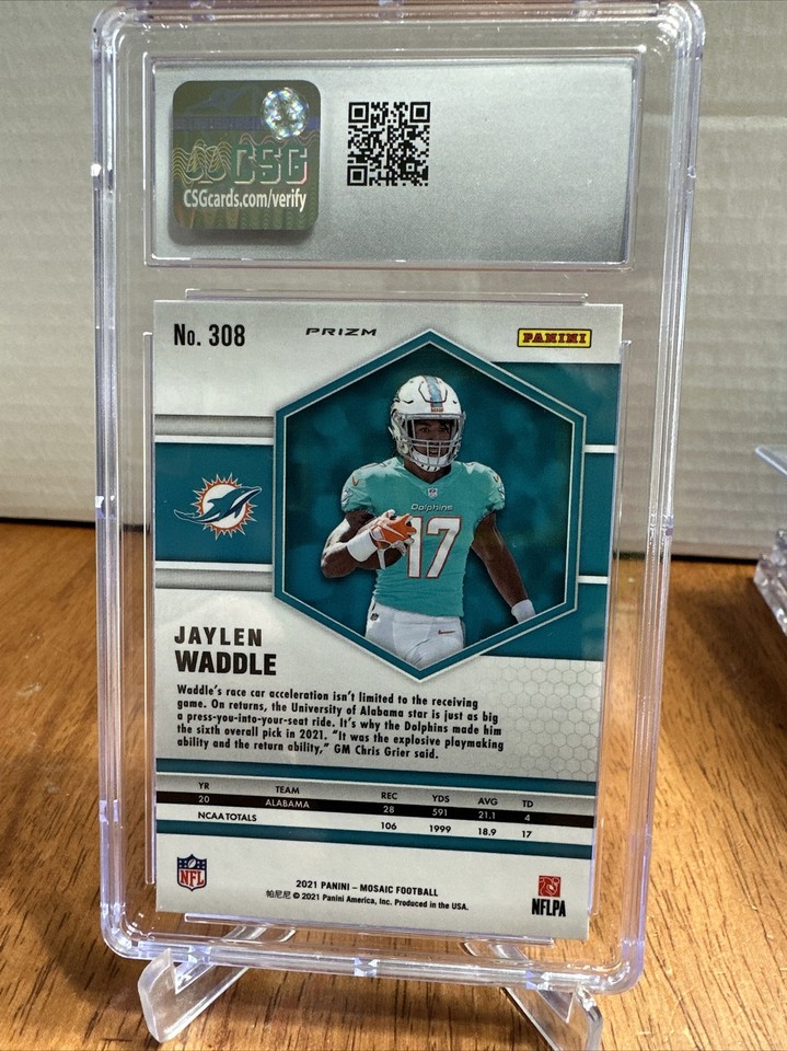 2021 Mosaic 308 Jaylen Waddle Reactive Orange Prizm Color Match RC CSG ...