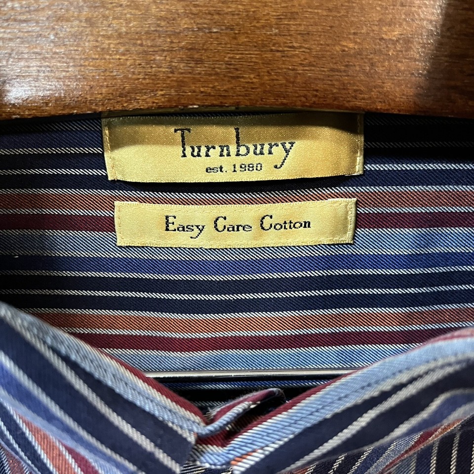 Turnbury Mens Shirt Button Down Size XL Long Sleeve Striped Cotton ...