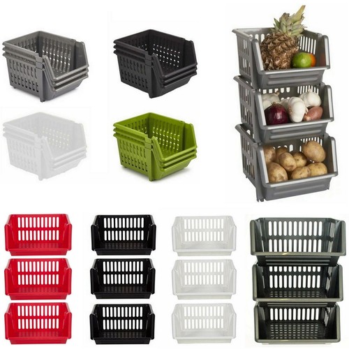 Kitchen Stacking Basket Vegetables Fruit Storage Basket Box Stackable ...