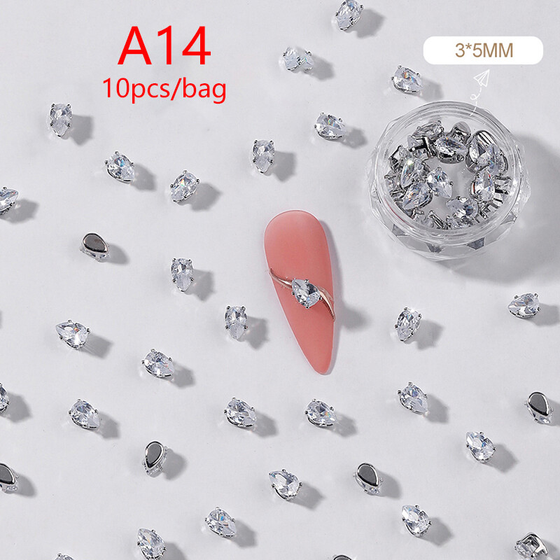 10Pcs 3D Metal Nail Art Decorations Mini Zircon Nails Accessories Nails ...