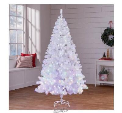 Stoneberry 6.5 ft White Christmas Tree 8 Functions Multi Color Light ...