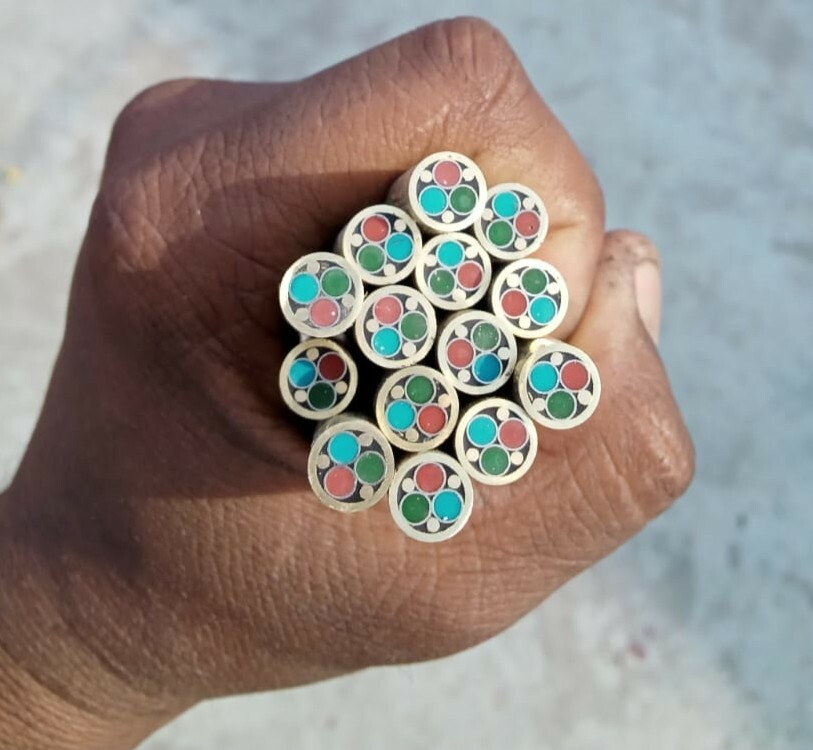 5"CUSTOM MOSAIC PIN 8.02 MM BRASS KNIFE MAKING HANDLE SCALES GRIPS ...