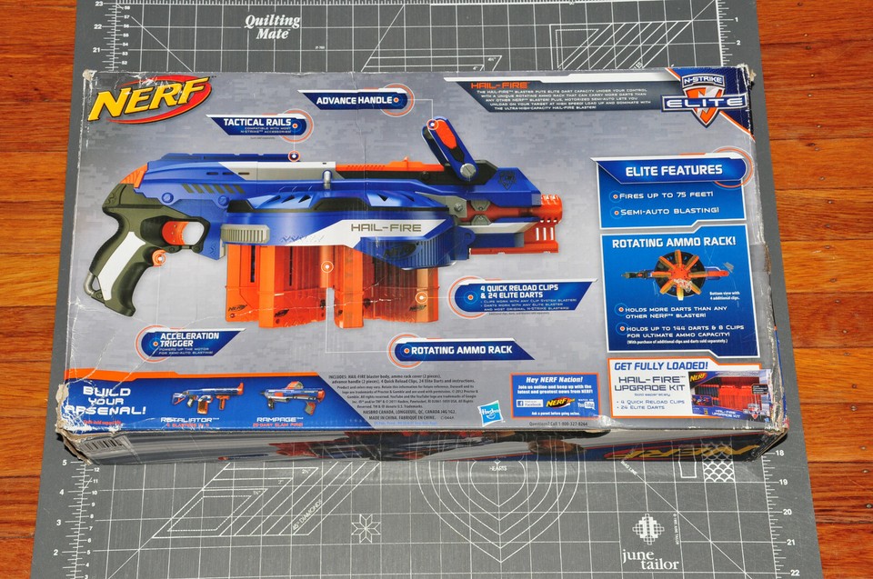 Nerf N-Strike Elite Hail-Fire Blaster Gun Semi-Automatic Clips/Dart ...