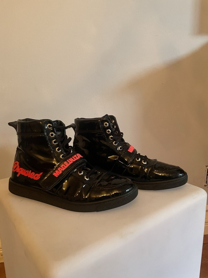 Dsquared Mens Patton Leather Shoes Black Neon Pink 43 | eBay
