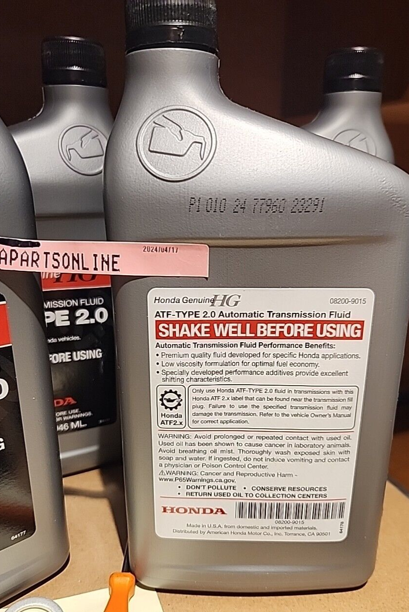 5x QTS Honda OEM ATF Type 2.0 W/Washer Automatic Transmission Fluid NEW ...