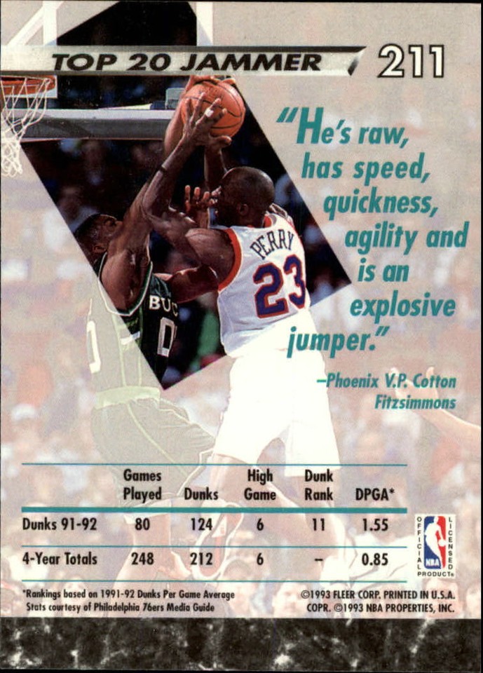 1992-93 Ultra Philadelphia 76ers Basktball Card #211 Tim Perry JS | eBay