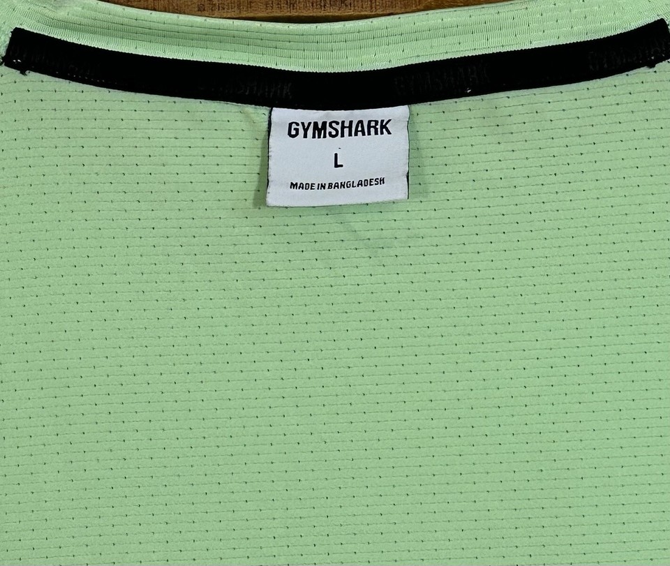Gymshark Men's Large Light Green Short Sleeve Spellout Logo Fitness T ...