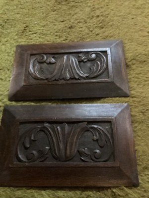 Nice Pair Of Wooden Carved Plaques | eBay UK