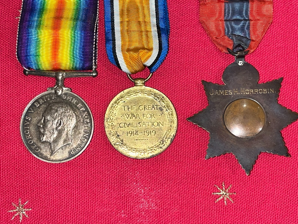 WW1 1914-1918 Medal trio - Private James Horrobin, East Lancs Regiment ...