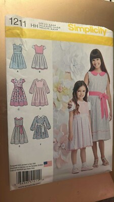 Child’s And Girl’s Dress Simplicity Sewing Pattern 1211 Size HH 3,4,5,6 ...
