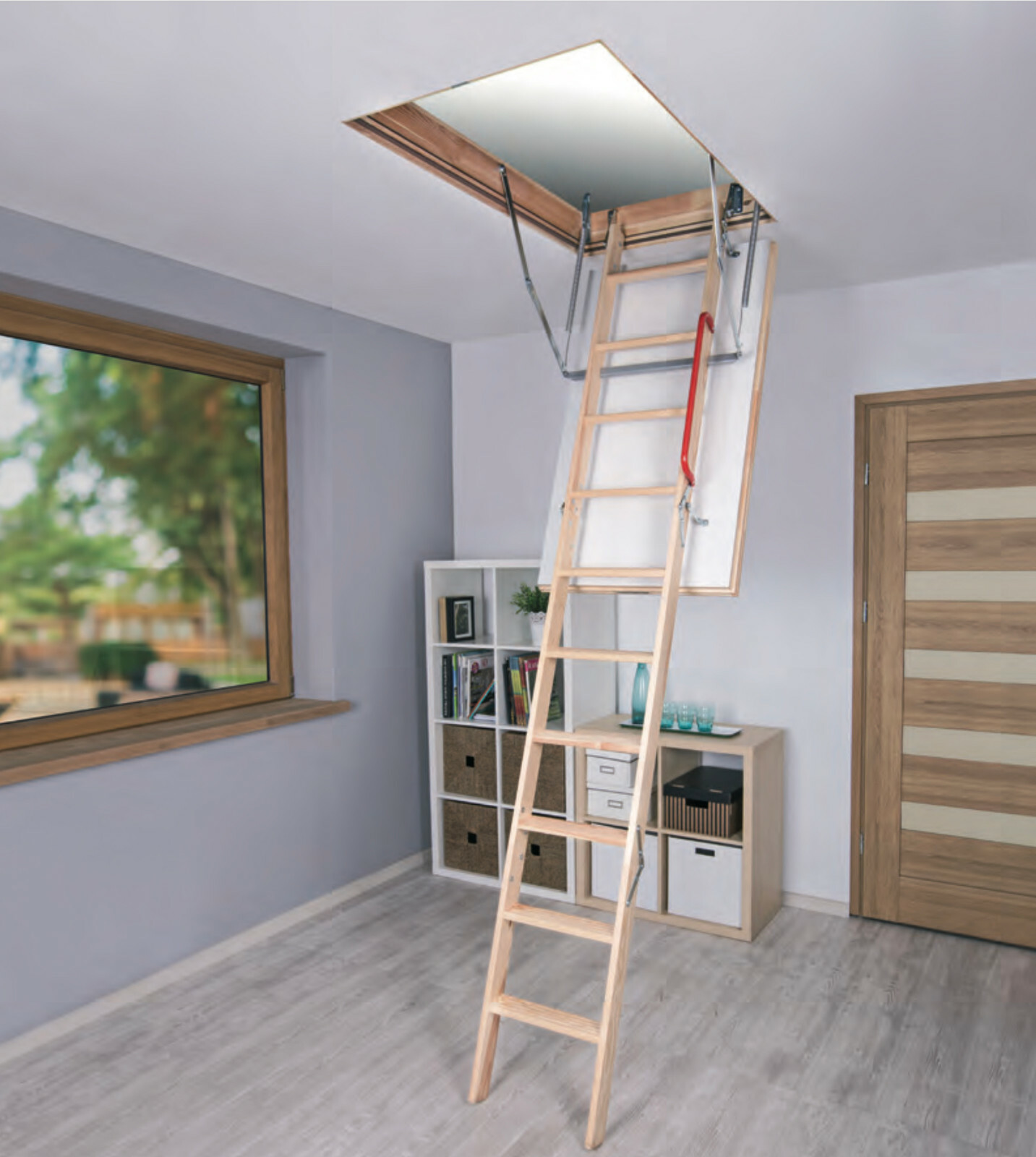 Optistep Wood Timber Folding Loft Ladder Hatch 70cm x 120cm (280cm ...