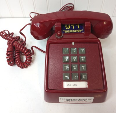 Cortelco 250047-VBA-20MD Red Desk Phone Single Line 911 Albany College ...