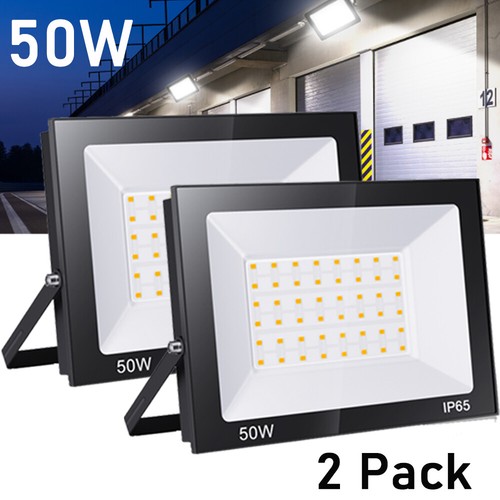 2 Pack LED Flood Light 50 Watt Outdoor Garden Yard Lights Floodlights ...