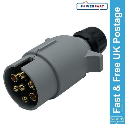 Caravan Towing Plug Socket 7 Pin 12 S Type Grey Plug Connector Towbar ...