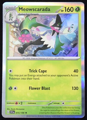 Pokemon TCG Meowscarada 015/198 2023 Scarlet & Violet Base Set Holo ...