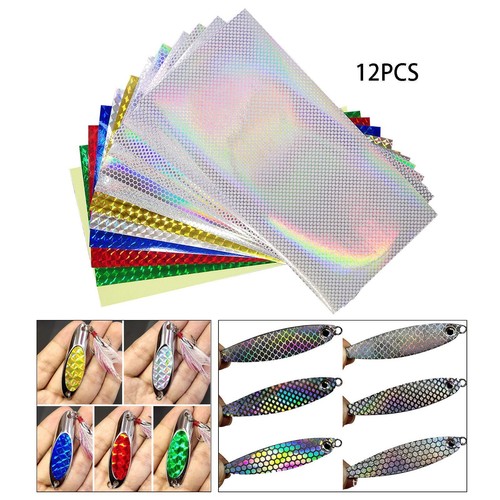 12x Fishing Lure Stickers Holographic Adhesive for Enthusiast Hard ...