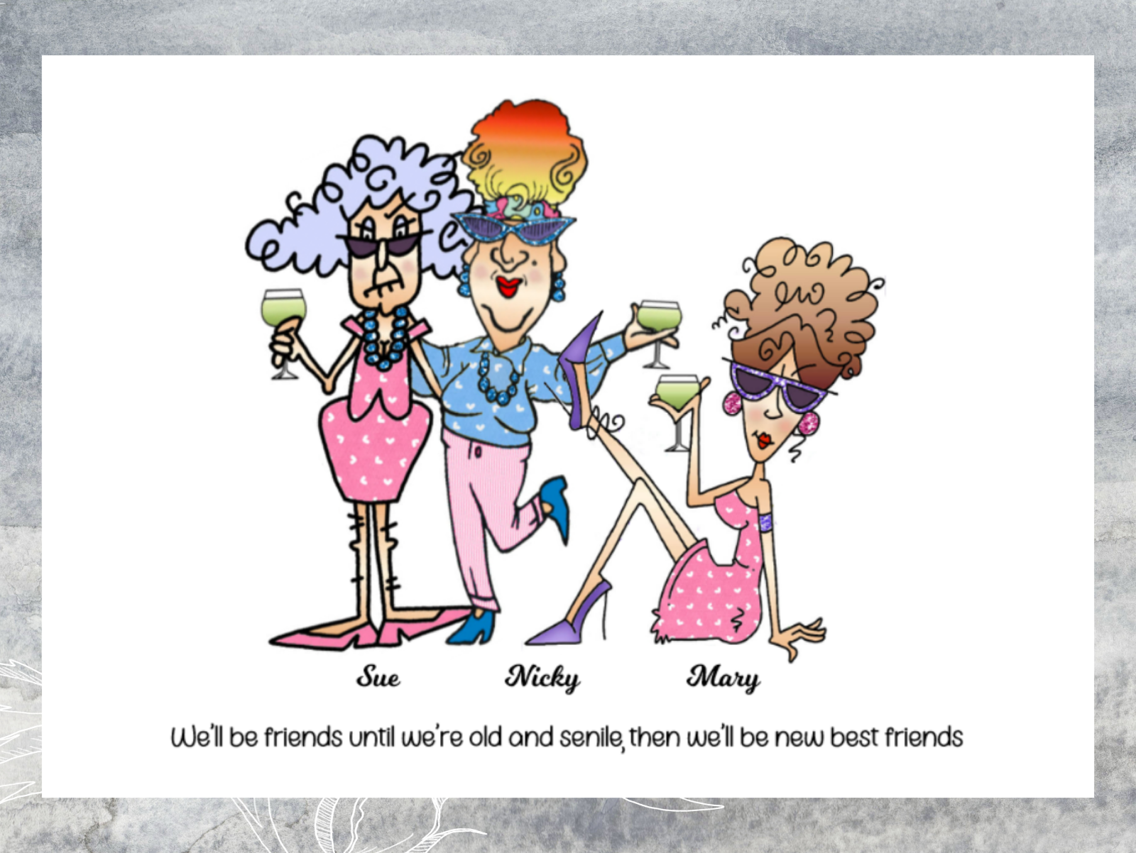 Handmade Personalised Fun Old Friends Quote Print, Picture, Wall Art ...